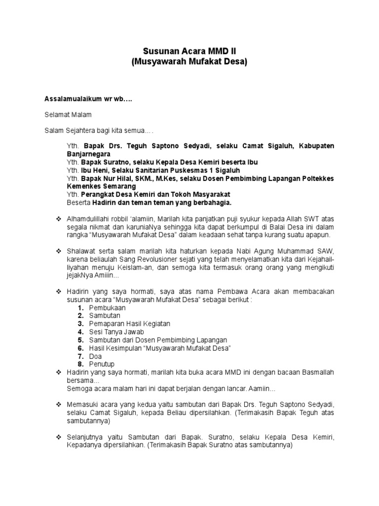 Susunan Acara MMD | PDF