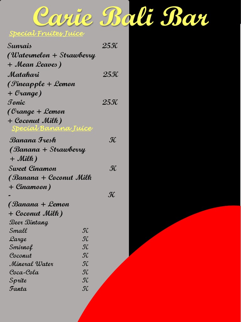 Special Fruit Juice Menu and Prices | PDF
