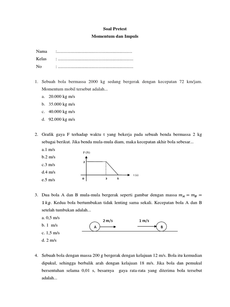 Soal Pretest Momentum & Impuls | PDF | Olahraga & Rekreasi