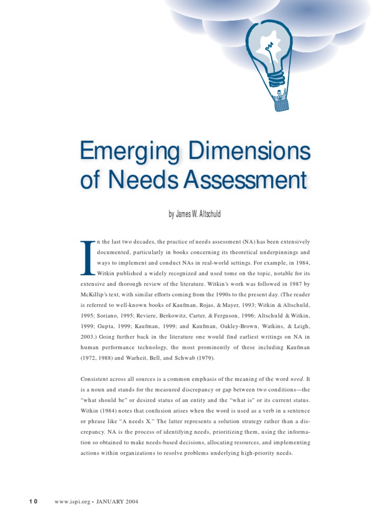 Needs Assessment | PDF | Needs Assessment | Cognitive Science
