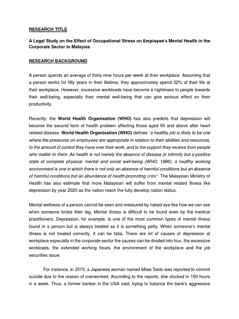 Problem Statement of Thesis LRM | PDF | Occupational Stress | Employment