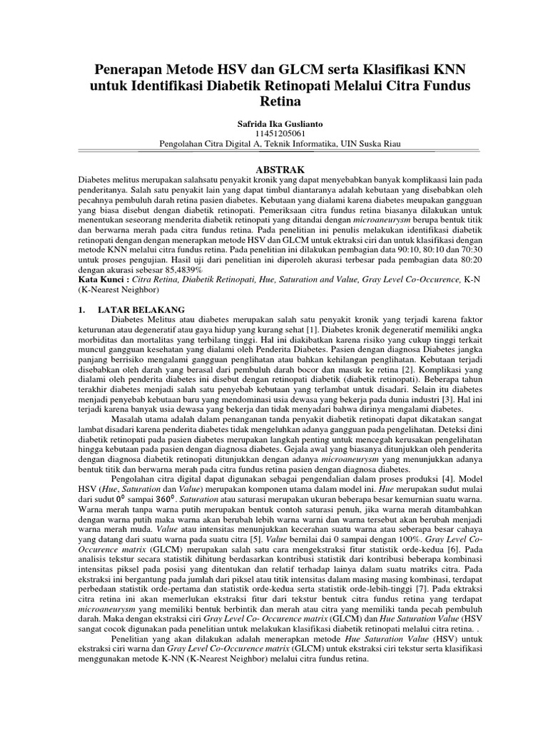 Penerapan Metode HSV Dan GLCM Serta Klasifikasi KNN Untuk Identifikasi ...