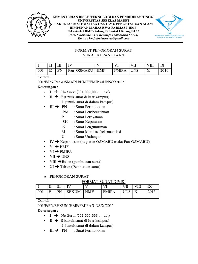 Format Penulisan Nomor Surat | PDF