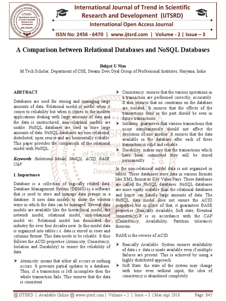 A Comparison Between Relational Databases and NoSQL Databases | PDF ... A Comparison Between Relational Databases and NoSQL Databases | PDF ...