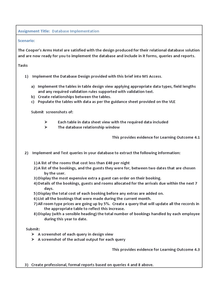 Database Homework | PDF | Microsoft Access | Databases