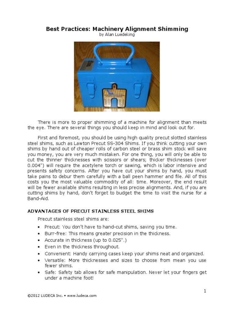 Ludeca Best Practices Machinery Alignment Shimming | PDF | Scissors | Screw
