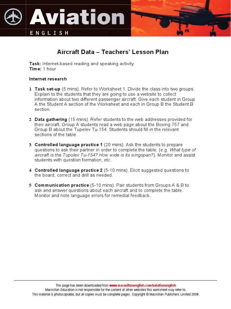 Aircraft Data Teachers Lesson Plan | PDF | Websites | World Wide Web