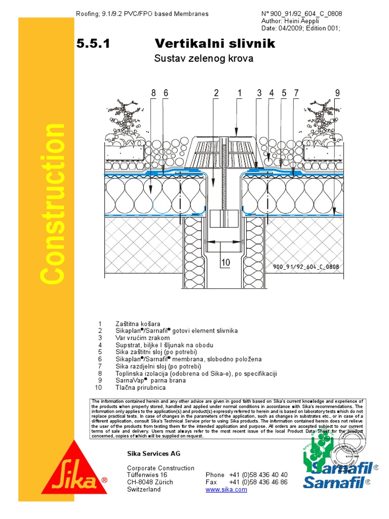 Sintetiƒke Membrane - Sustav Zelenog Krova - Vertikalni Slivnik | PDF ...