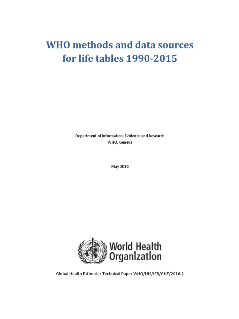 WHO Methods and Data Sources For Life Tables 1990-2015: Department of ...