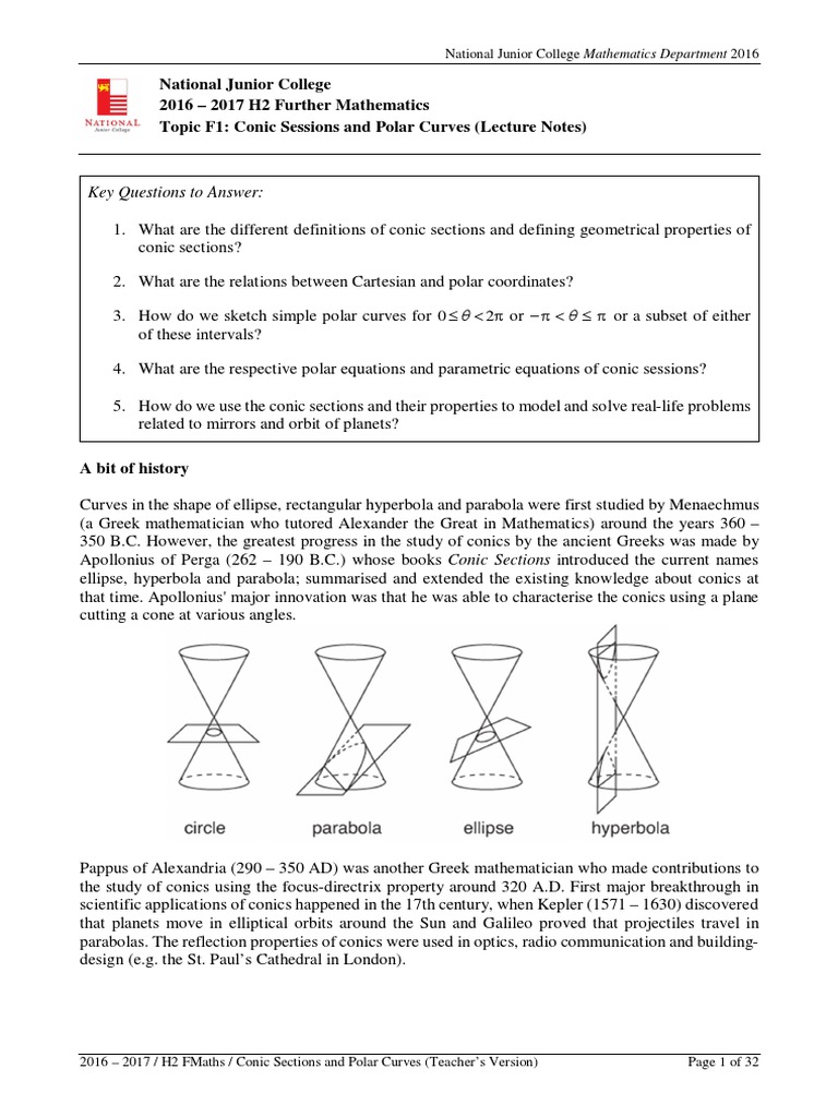 Polar Curves and Conics | Download Free PDF | Ellipse | Analytic Geometry