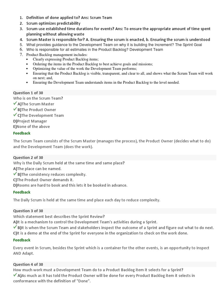 PSM1 Questions | PDF | Scrum (Software Development) | Cognition