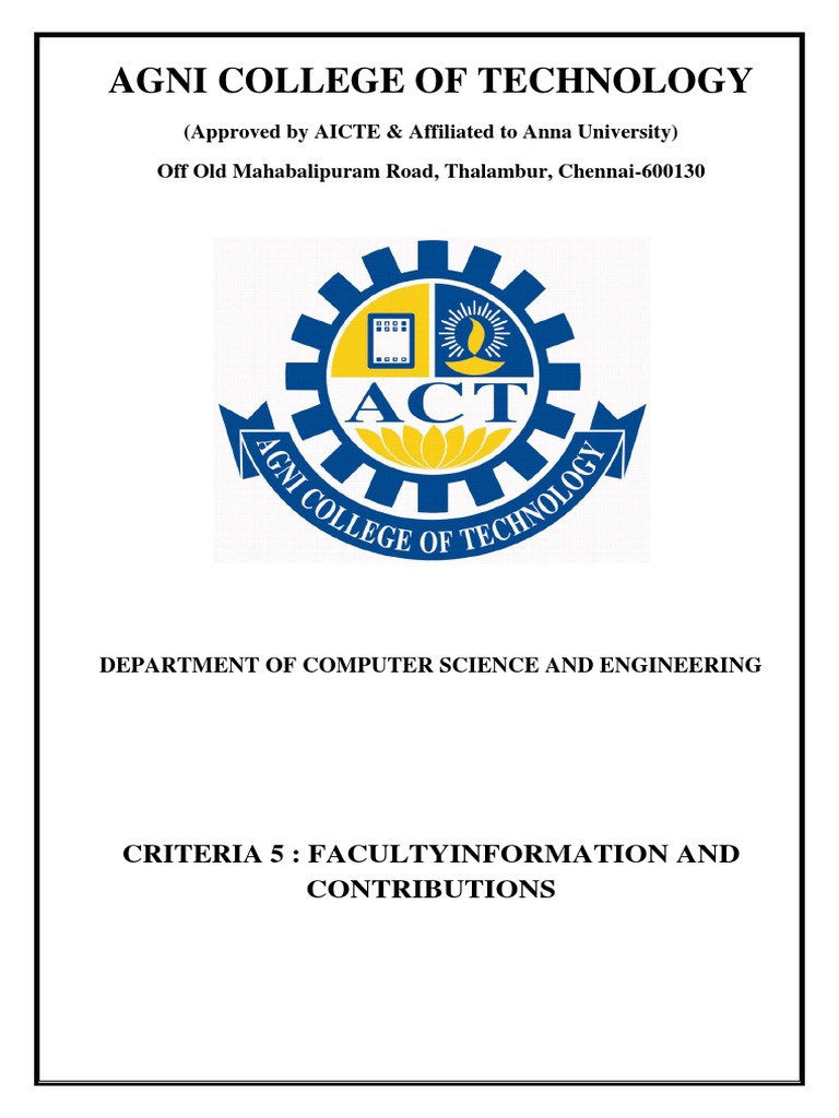Agni College of Technology: Criteria 5: Facultyinformation and ...