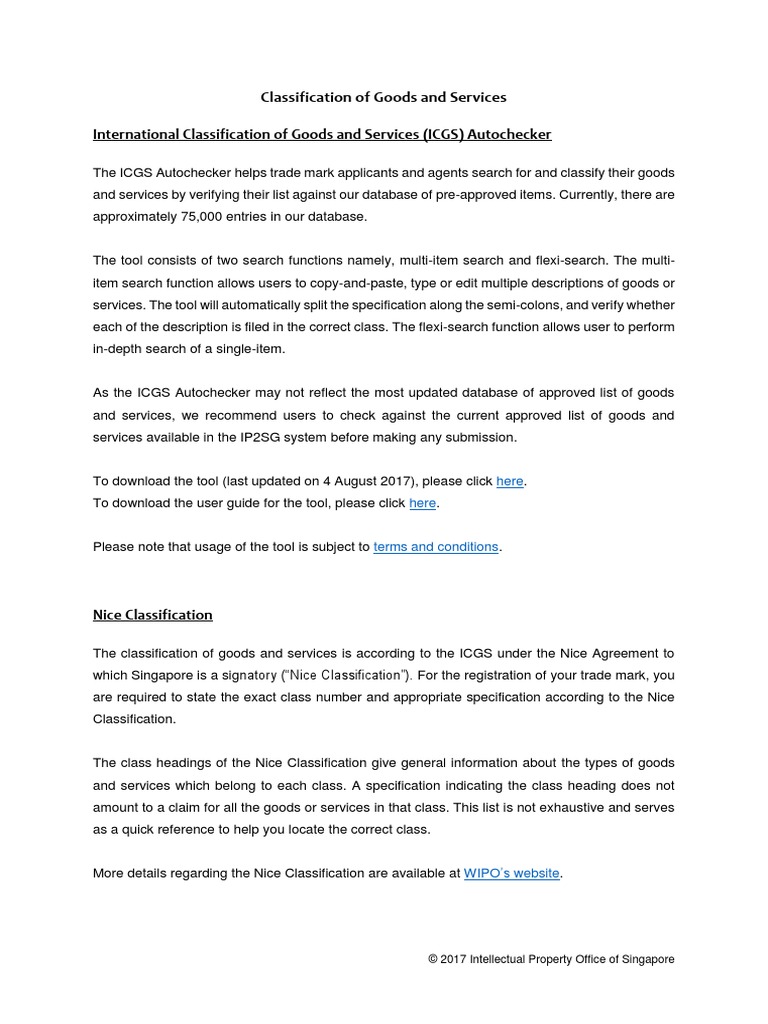 Classification of Goods and Services International Classification of ...