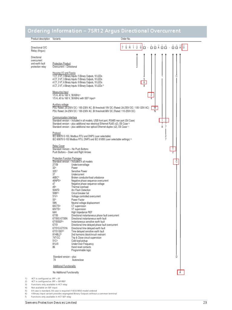7sr1206 Relay Model | PDF | Relay | Power Supply