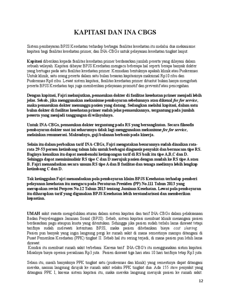 5 Kapitasi Dan Ina Cbgs | PDF | Pengelolaan Keuangan & Uang | Sains ...