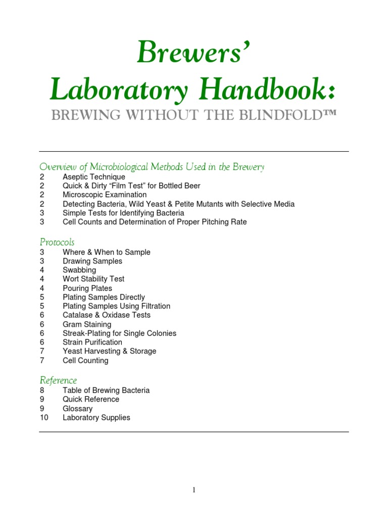 BSI Brewers Lab Handbook PDF | PDF | Brewing | Yeast