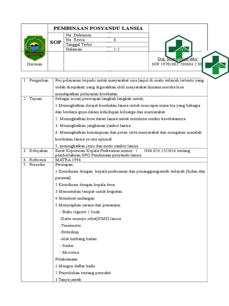 SOP LANSIA Lengkap | PDF