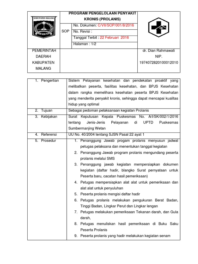 Sop Prolanis | PDF