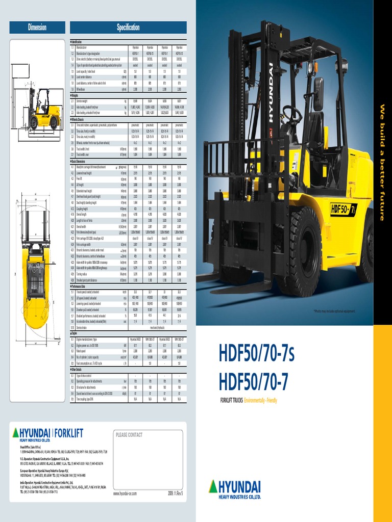 Hyundai Forklift Specifications and Dimensions | PDF | Forklift | Truck