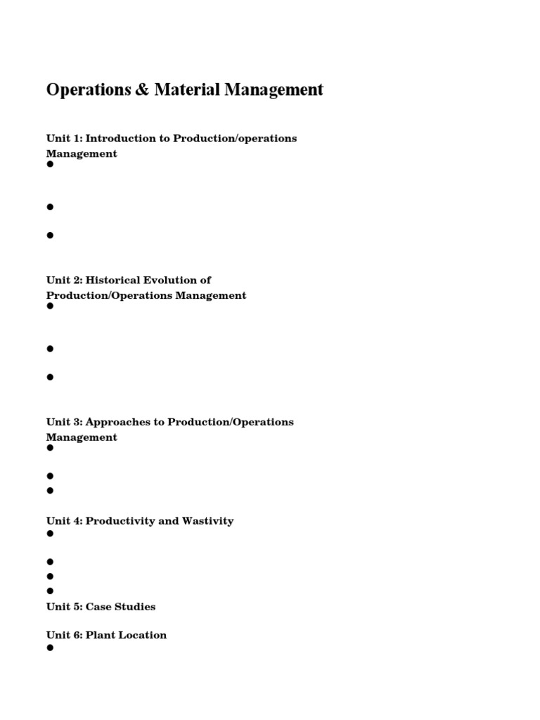 Operations & Material Management | PDF | Operations Management ...