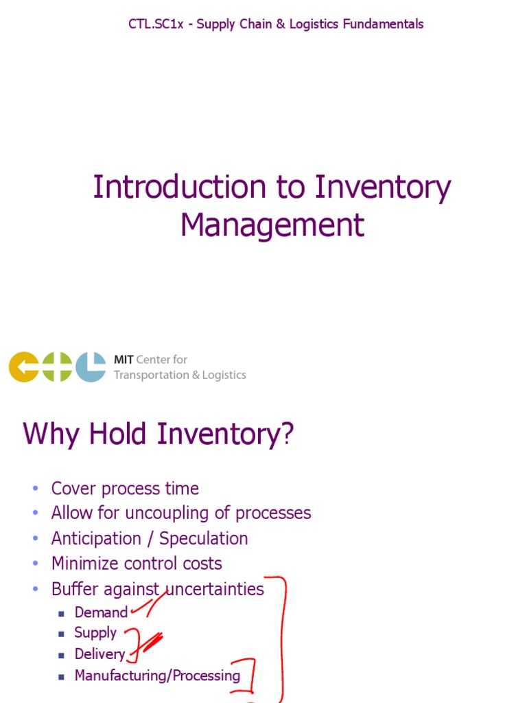 W4L1 Intro To Inventory Management ANNOTATED | PDF | Inventory | Logistics