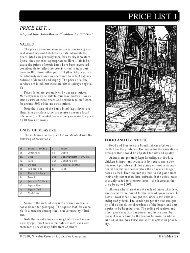 Medieval RPG Pricelist Harn | PDF | Trees | Wood