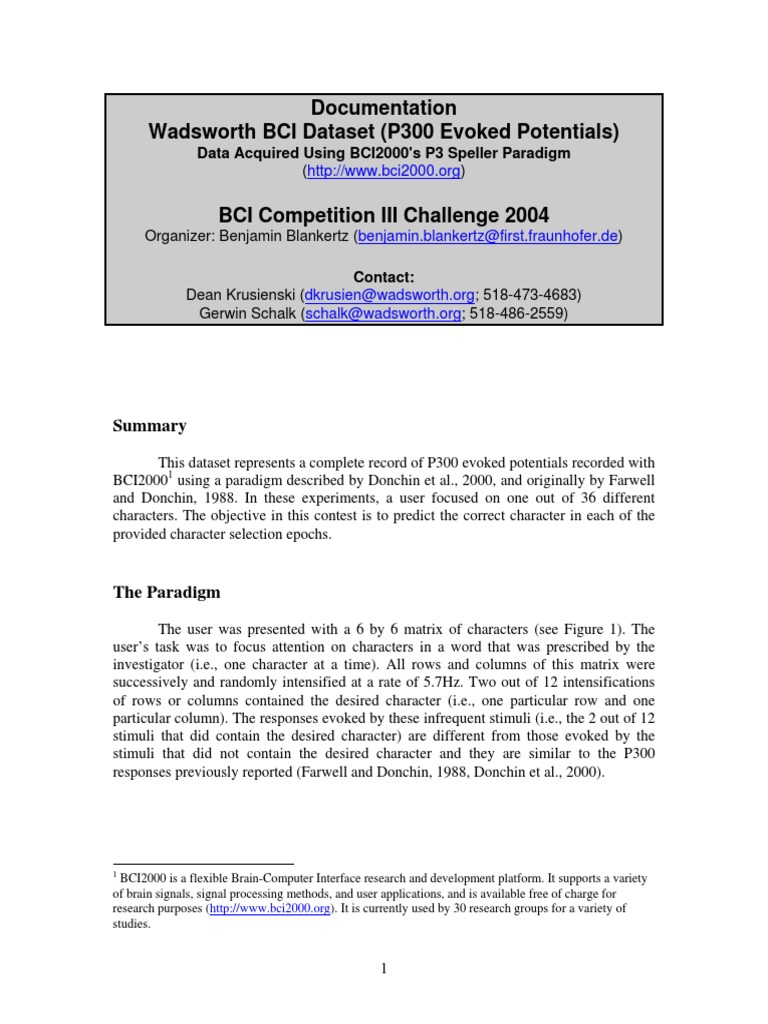 Bci Comp III Wads 2004 | PDF | Statistical Classification | Array Data ...