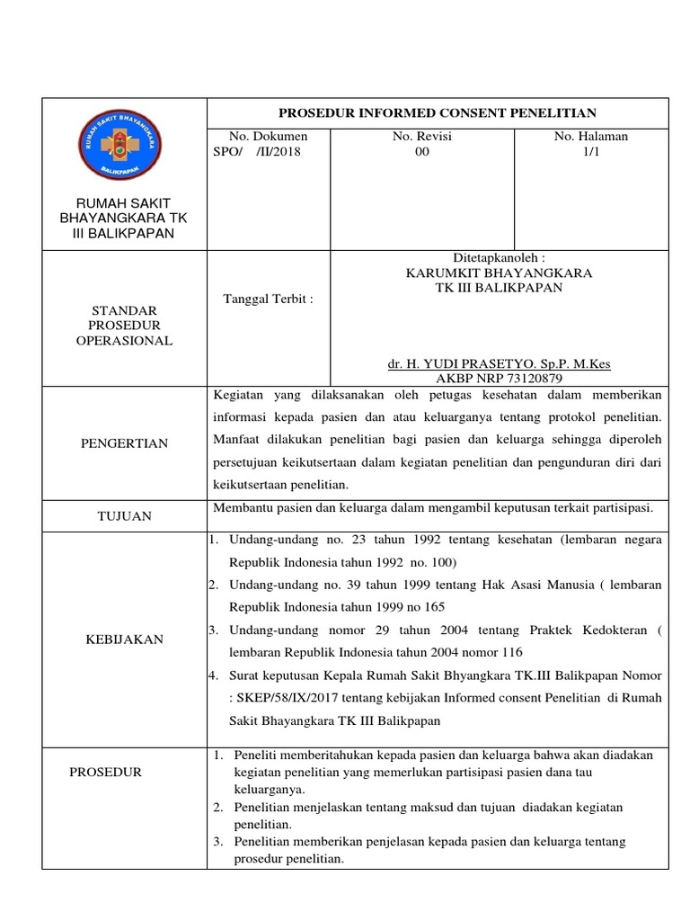 Prosedur Informed Consent Penelitian | PDF | Pengembangan Diri ...