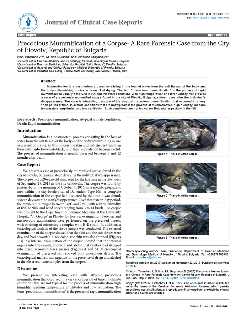 Precocious Mummification of A Corpse A Rare Forensic Case From The ...