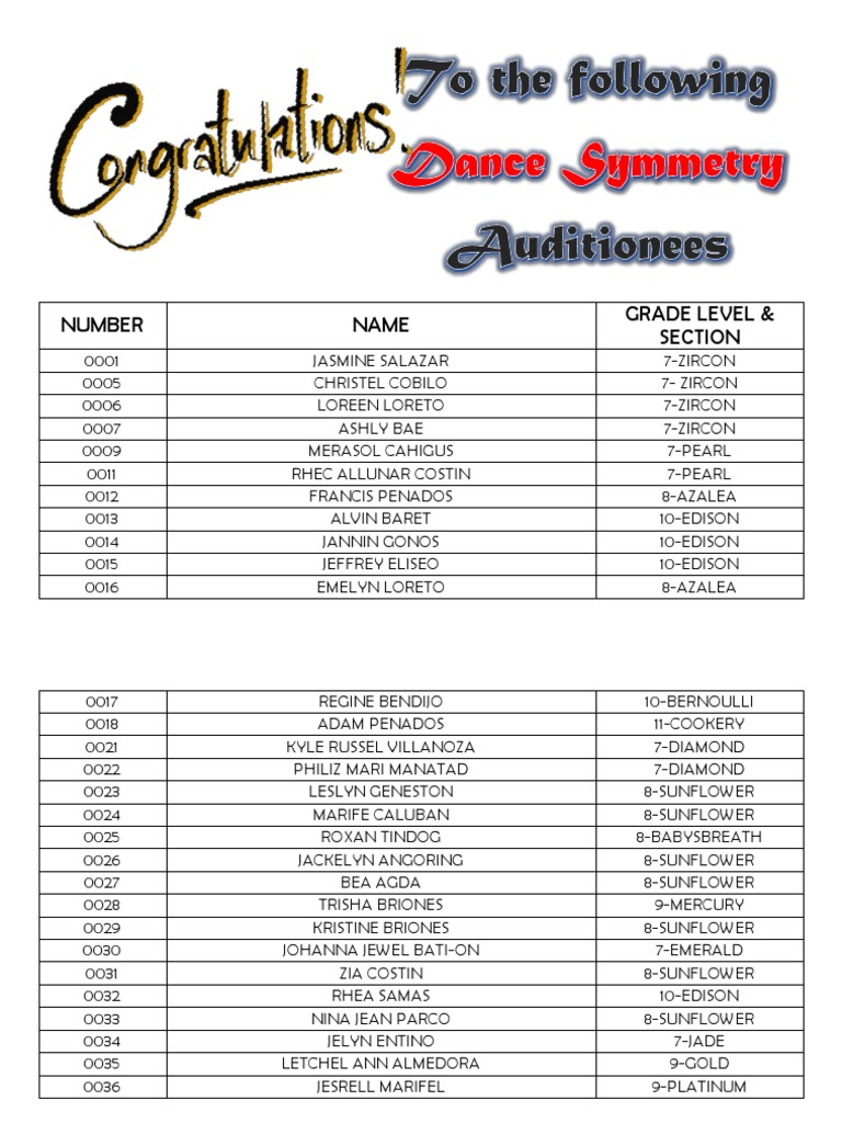 Number Name Grade Level & Section | PDF