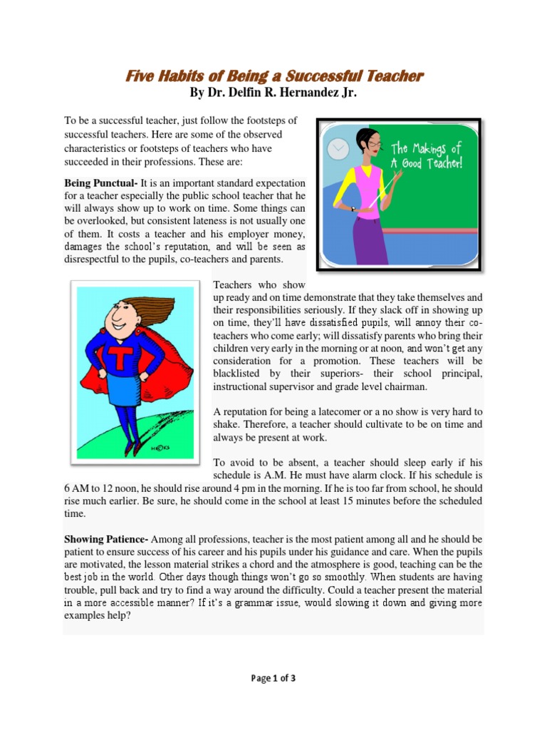 Five Habits of Being A Successful Teacher | PDF | Classroom Management ...