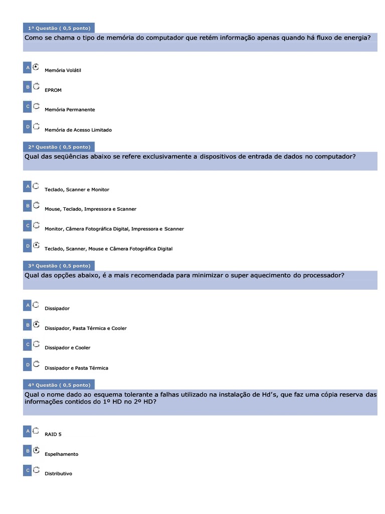 Teste de Conhecimentos Básicos sobre Informática | PDF | Windows 2000 ...
