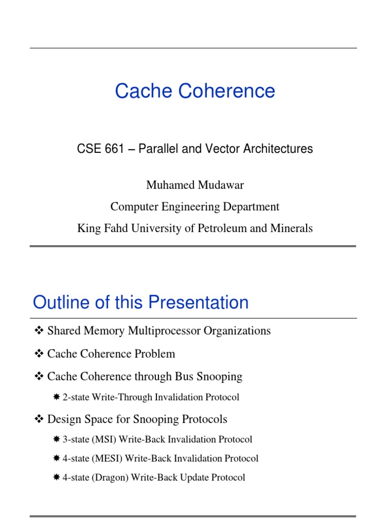 Cache Coherence | PDF | Cache (Computing) | Cpu Cache