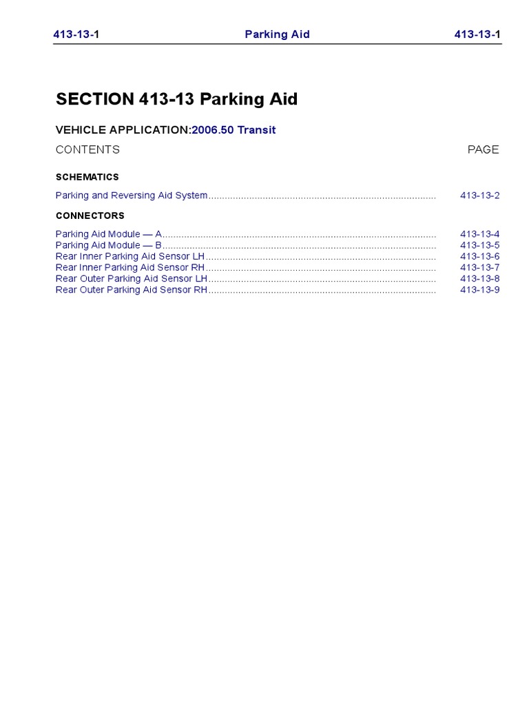 SECTION 413-13 Parking Aid | PDF | Electrical Engineering ...