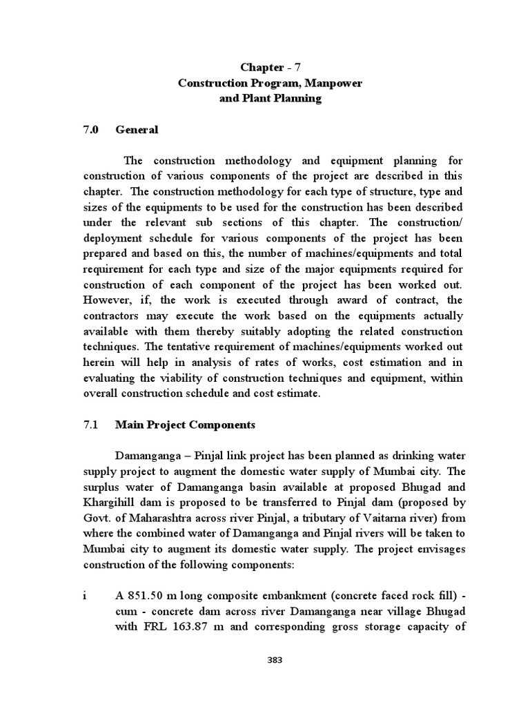 DPR - DP - CH - 7-Construction Methodology For DAM | PDF | Dam | Concrete