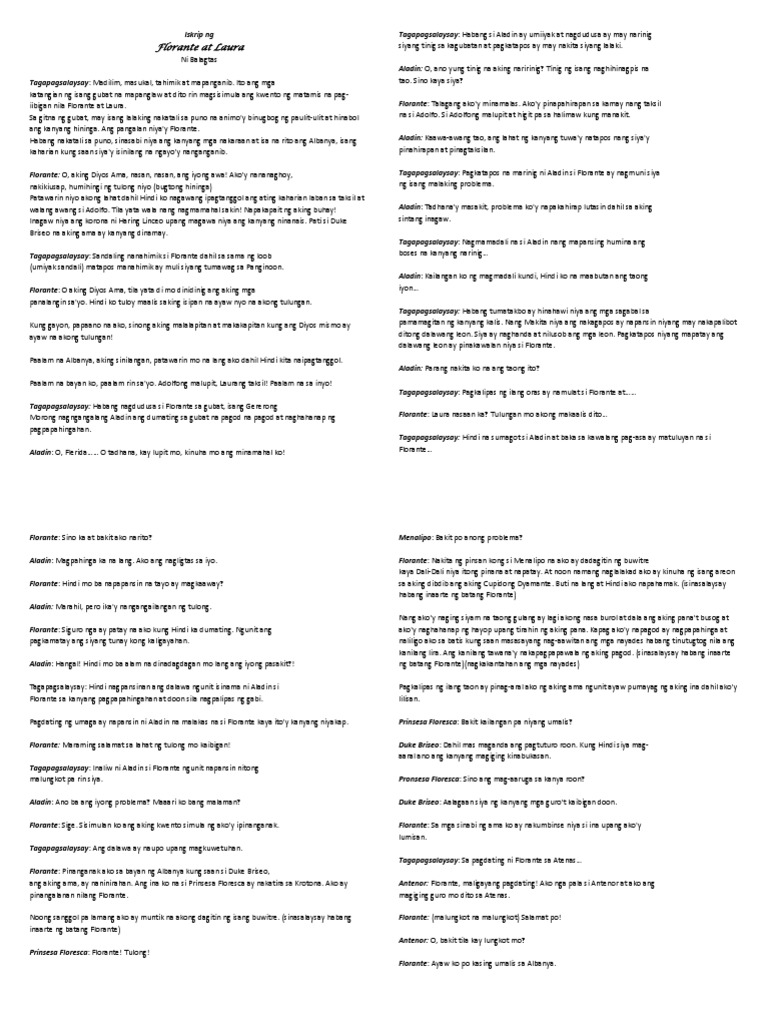 Script NG Florante at Laura | PDF