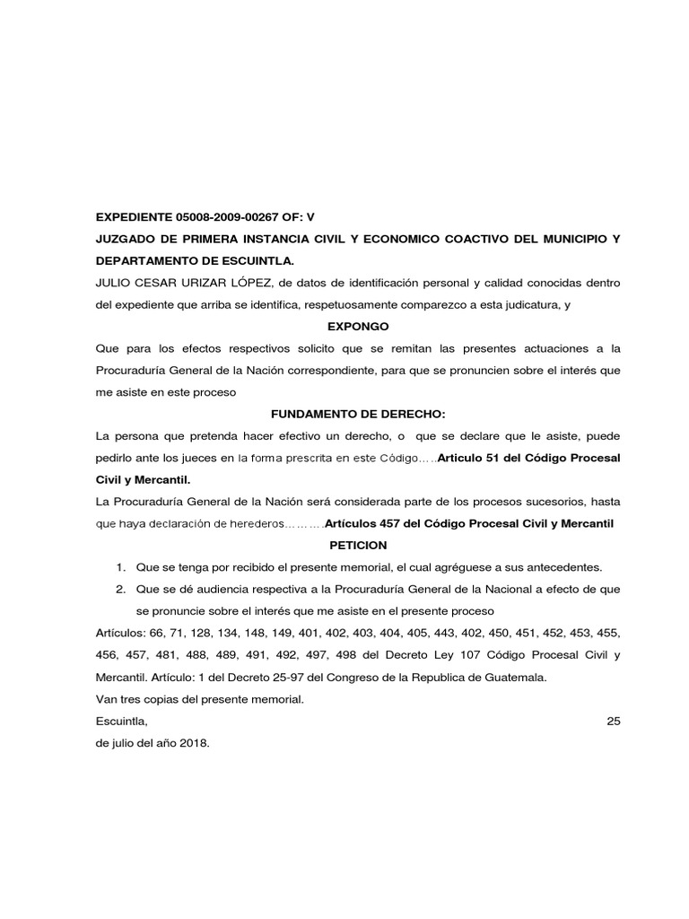 Solicitud Envio Expe PGN | PDF | Derecho