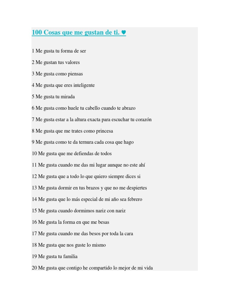 100 Cosas que Me Gustan de Ti | PDF | Ocio