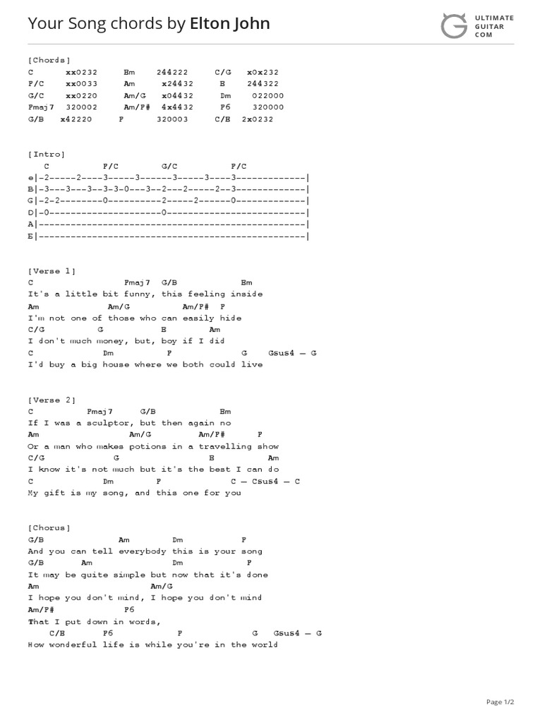 Our Song Guitar Chords