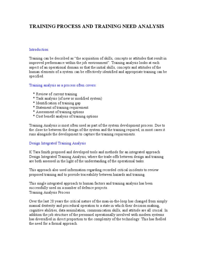 Training Needs Analysis | PDF | Epistemology | Psychology