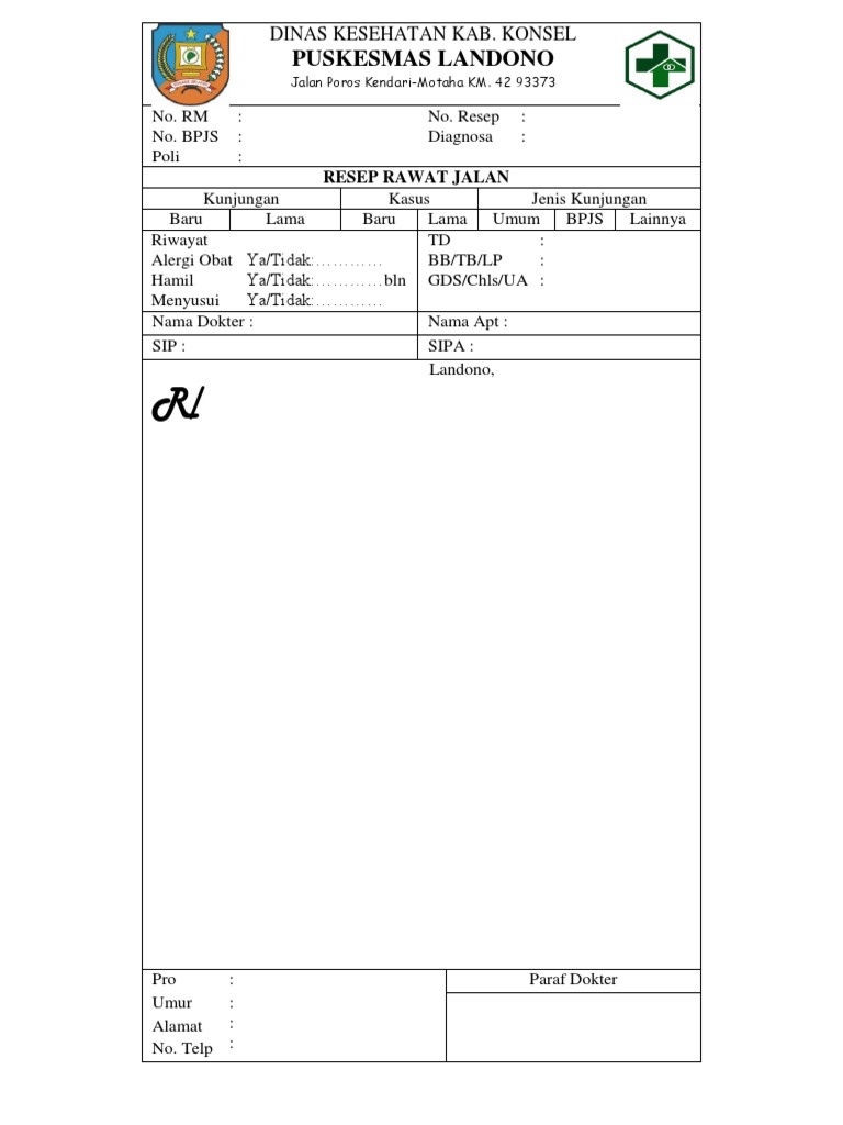 Blanko Resep PKM Landono Fix | PDF