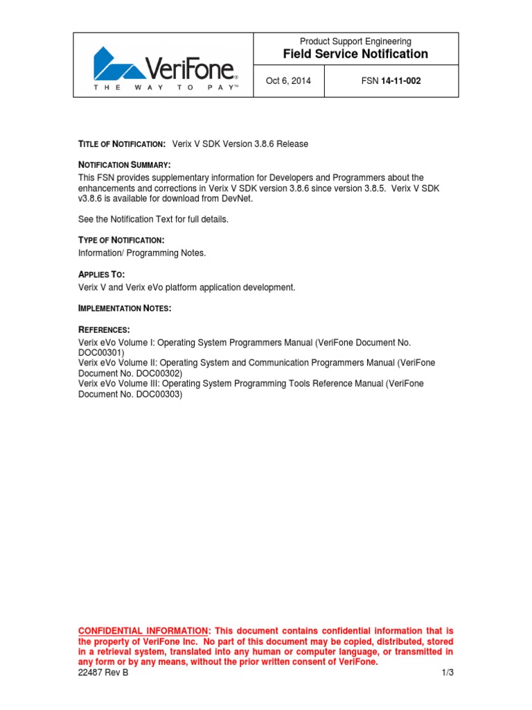 FSN 14-11-002 - Verix V SDK Version 3.8.6 Release DevNet PDF | PDF ...