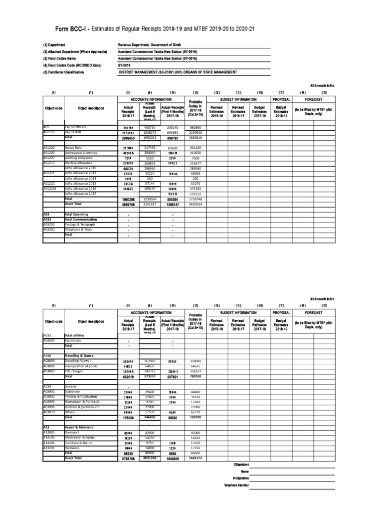 BCC Sindh Forms 2018-19 | PDF | Budget | Government