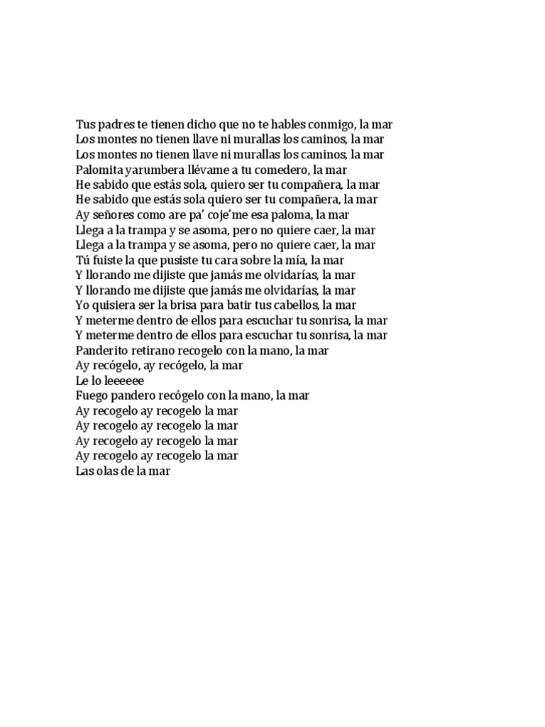 Letra Las Olas de La Mar | PDF | Poesía