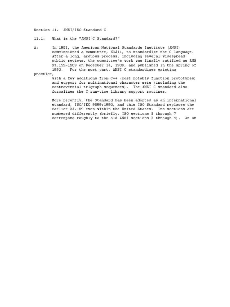 11.ansi Iso Standard C | PDF | C (Programming Language) | Pointer ...