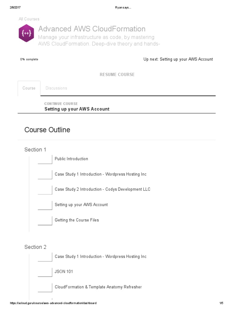 Advanced Aws Cloudformation: Course Outline | Download Free PDF | Areas Of Computer Science ...