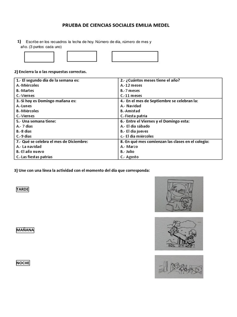 Prueba de Meses y Días para Niños | PDF | Calendario