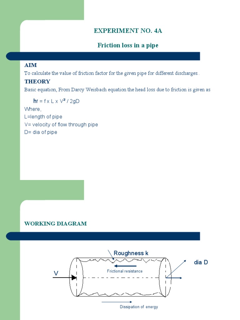 Friction Loss Calculation in Pipes | PDF | Home & Garden | Science ...