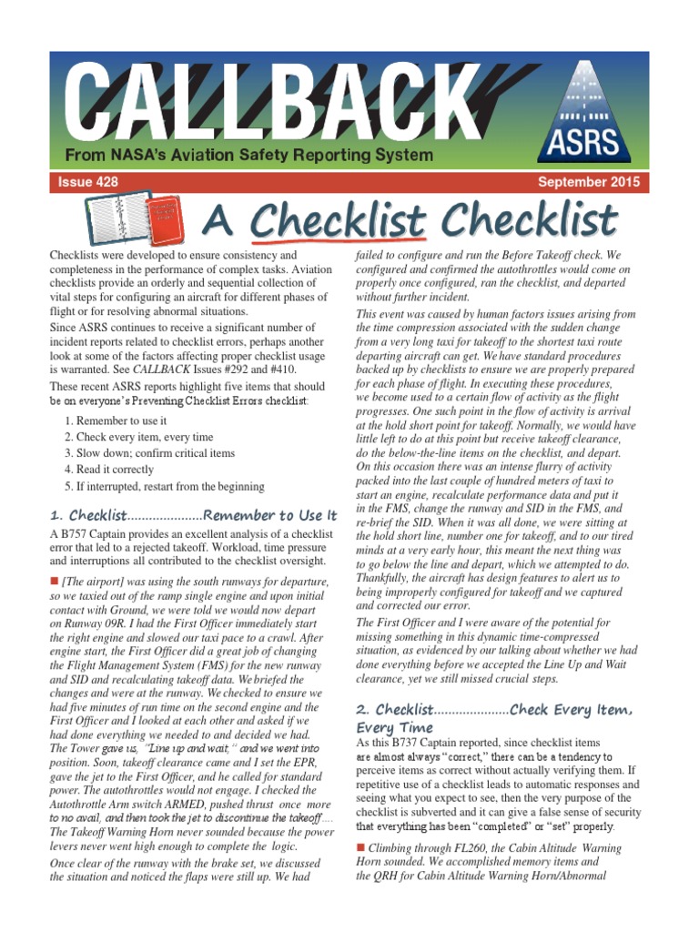 CB - 428 A Checklist Checklist | PDF | Air Traffic Control | Aviation ...