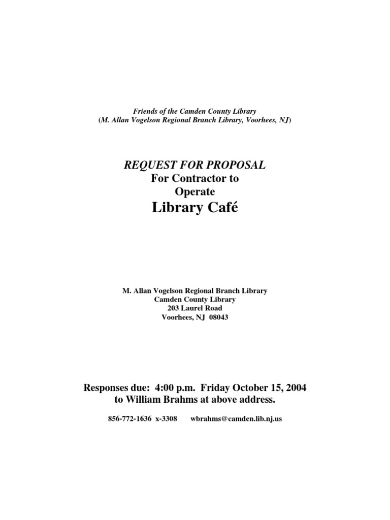 RFP for Library Café Operation | PDF | Coffeehouse | Insurance